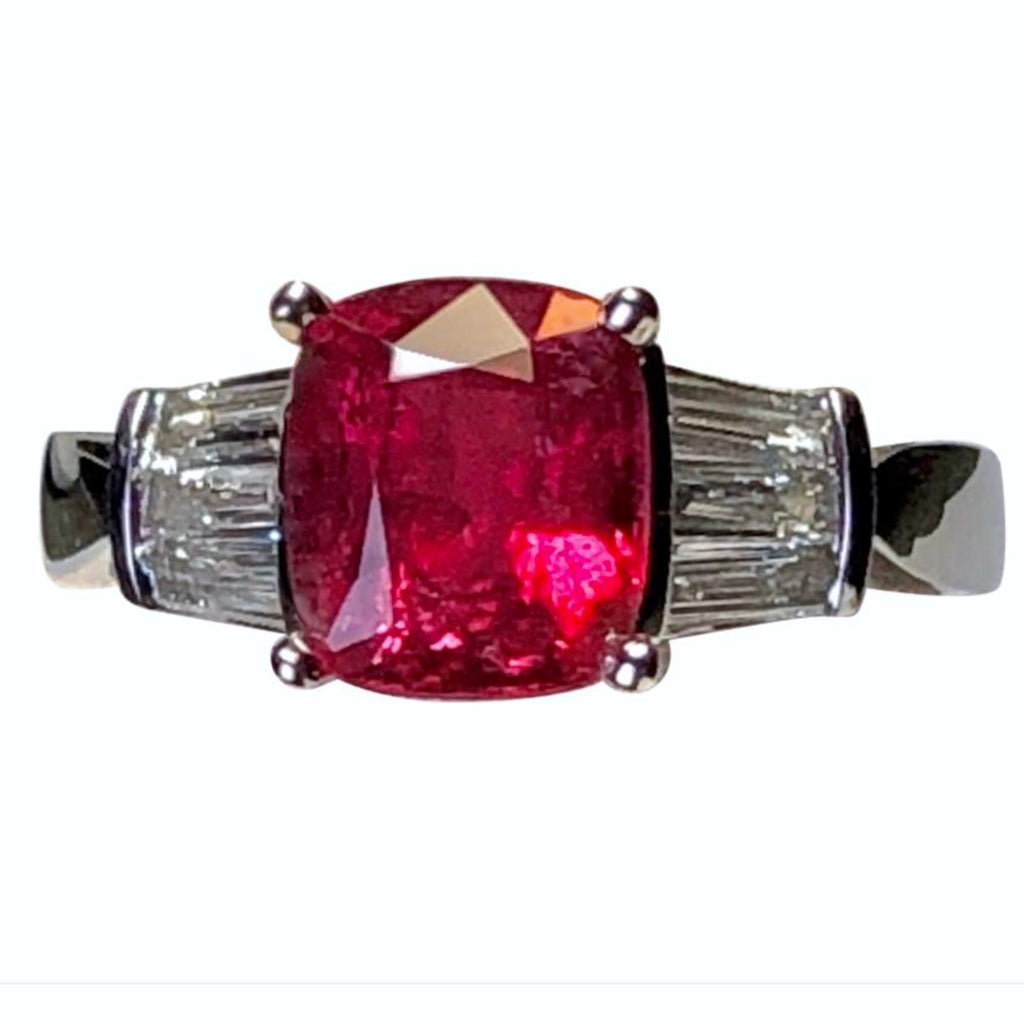 Certified Red Spinel and Diamond Cocktail Ring 18 Karat Gold ...